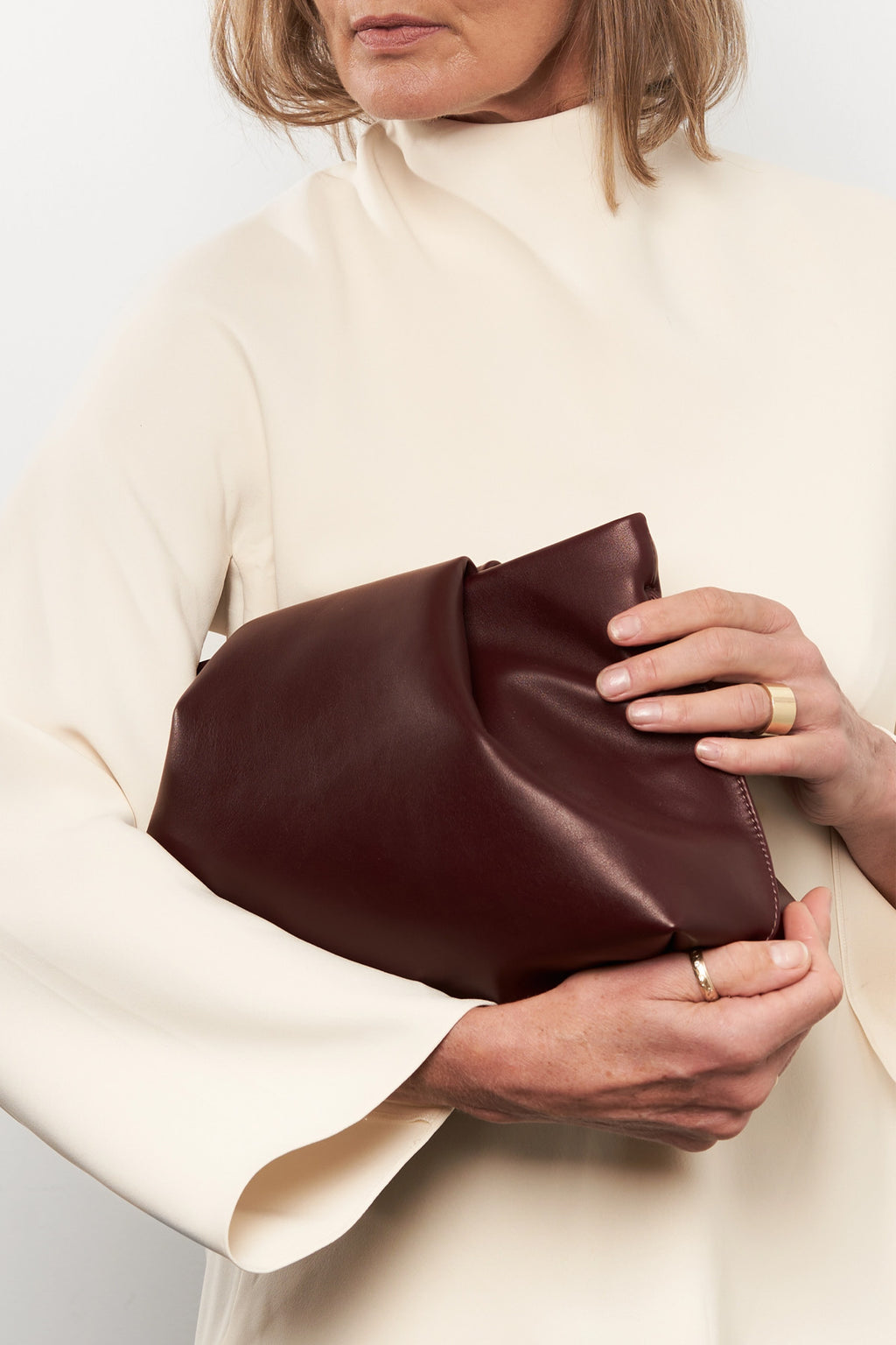 Fold Smooth Burgundy Clutch Shoulder Bag | Handmade in Australia – A-ESQUE