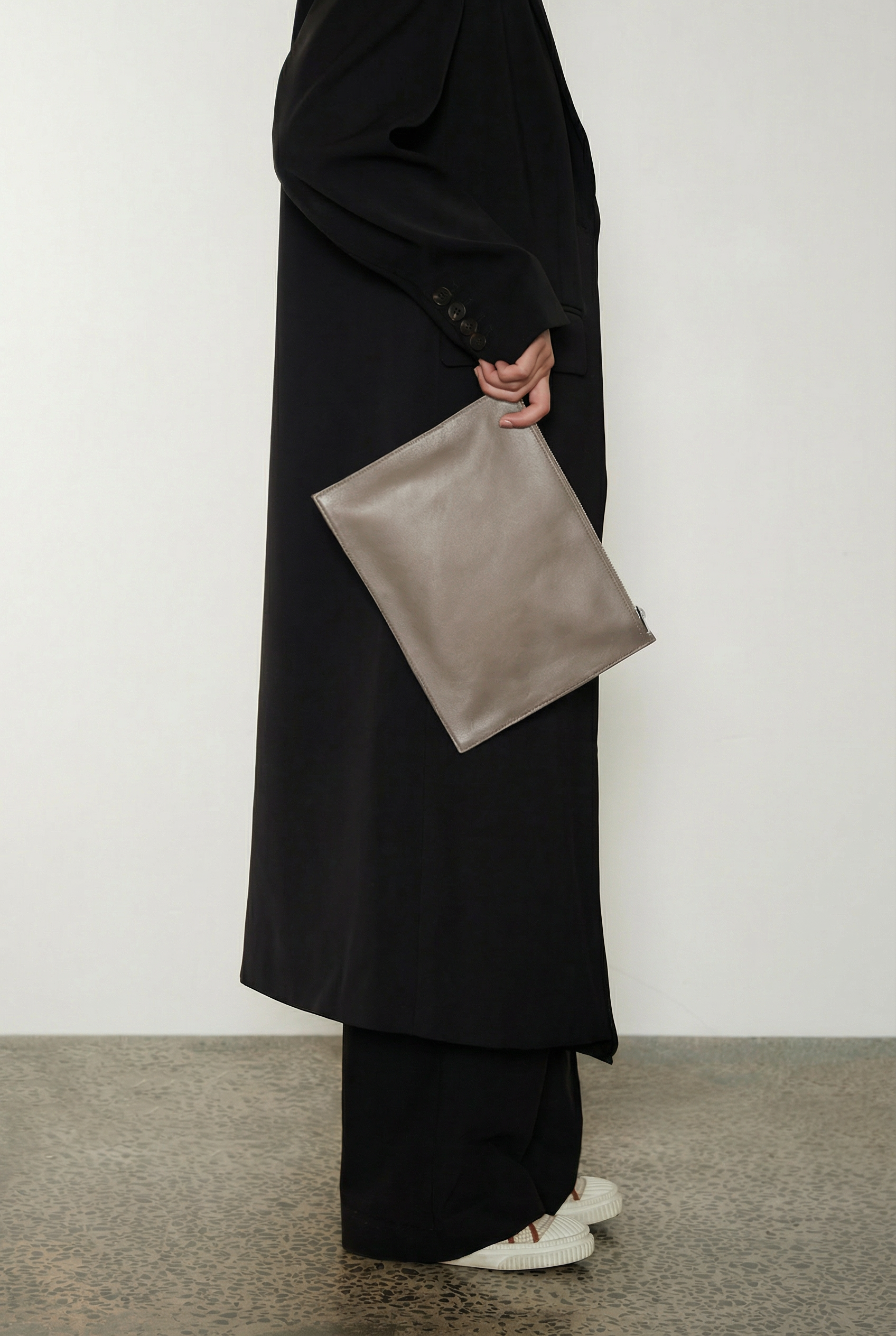 Pouch Leather Clutch Bag - Smooth Elephant | Handmade in Australia